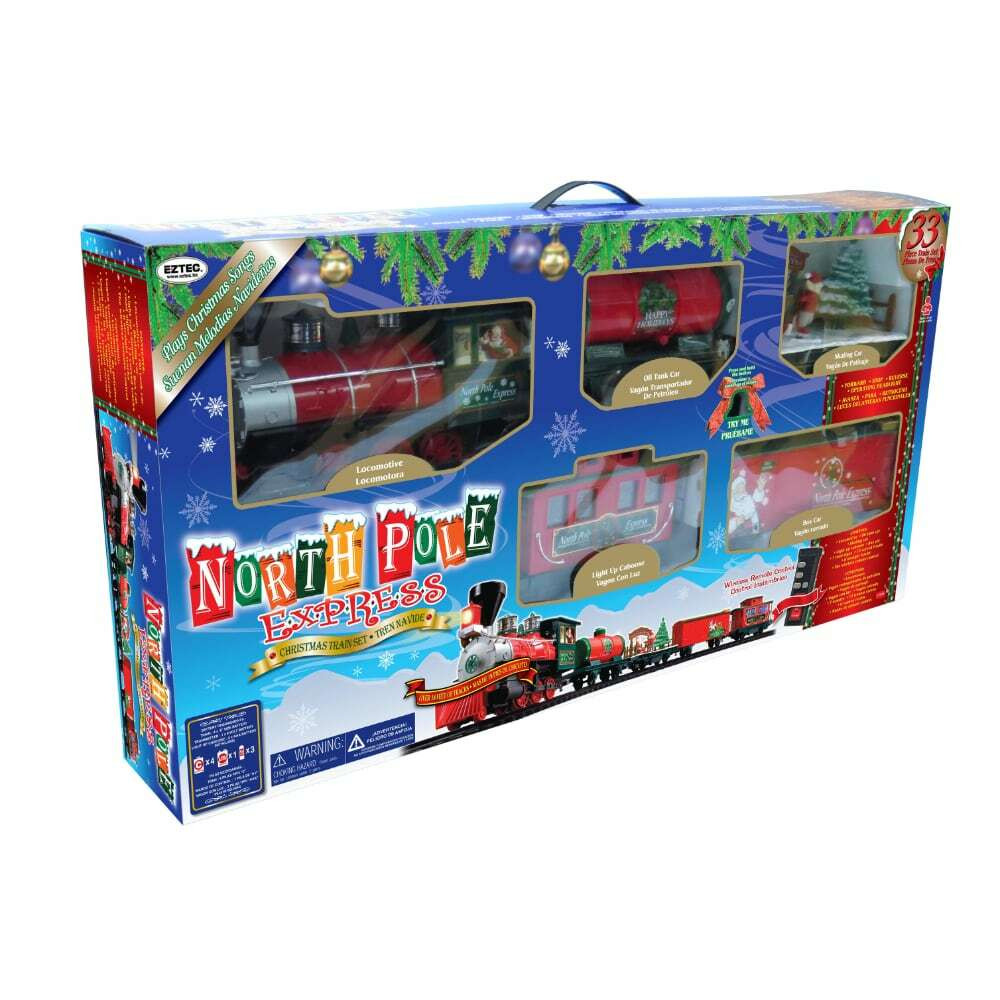 5 Carriage North Pole Express Train Set with Remote Control - Christmas ...