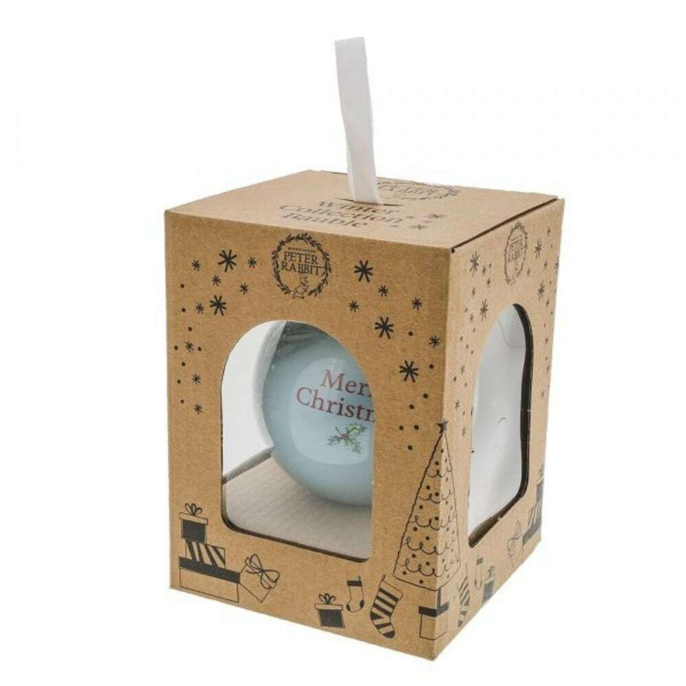 Peter Rabbit & Benjamins Snowball Fight Glass Bauble - 8cm - Christmas ...