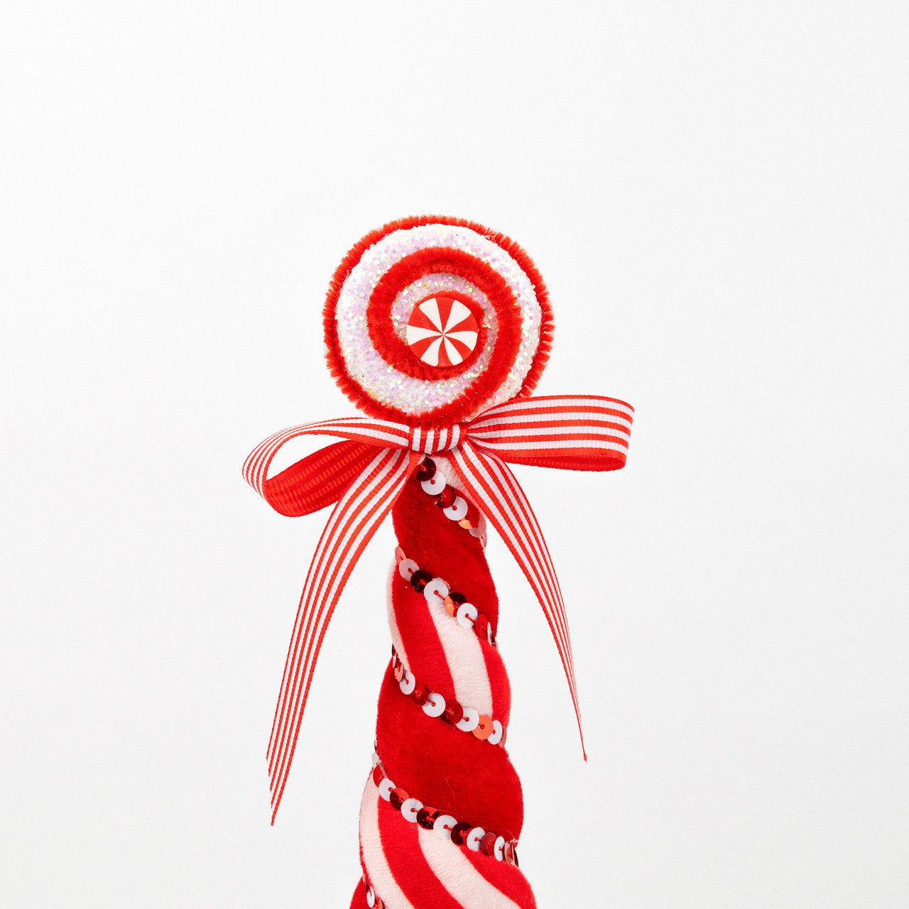 Red White Candy Swirl Cone Tree - 50cm - Christmas Elves