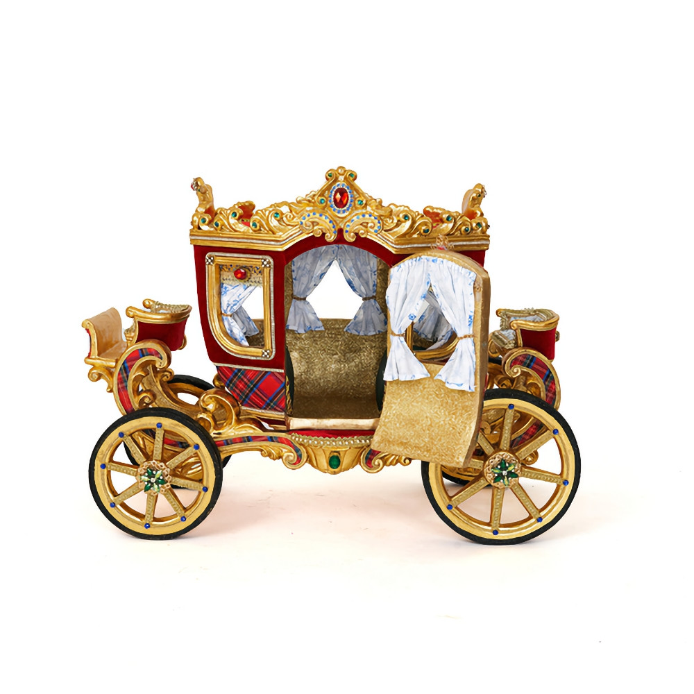 Katherines Collection Golden Red Carriage - 48cm - Christmas Elves