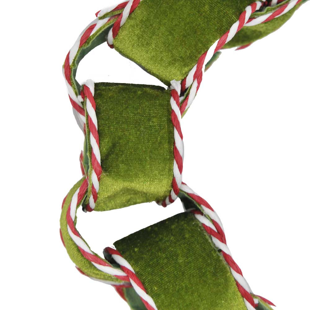 Green Velvet Retro Chain Garland - 125cm - Christmas Elves