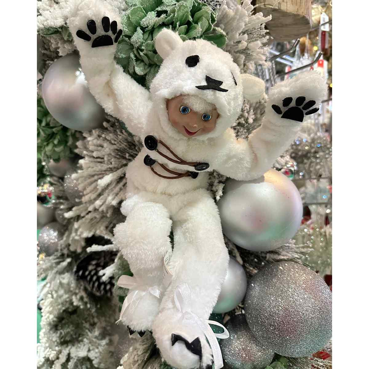 Polar Bear Posable Elf - 40.5cm - Christmas Elves