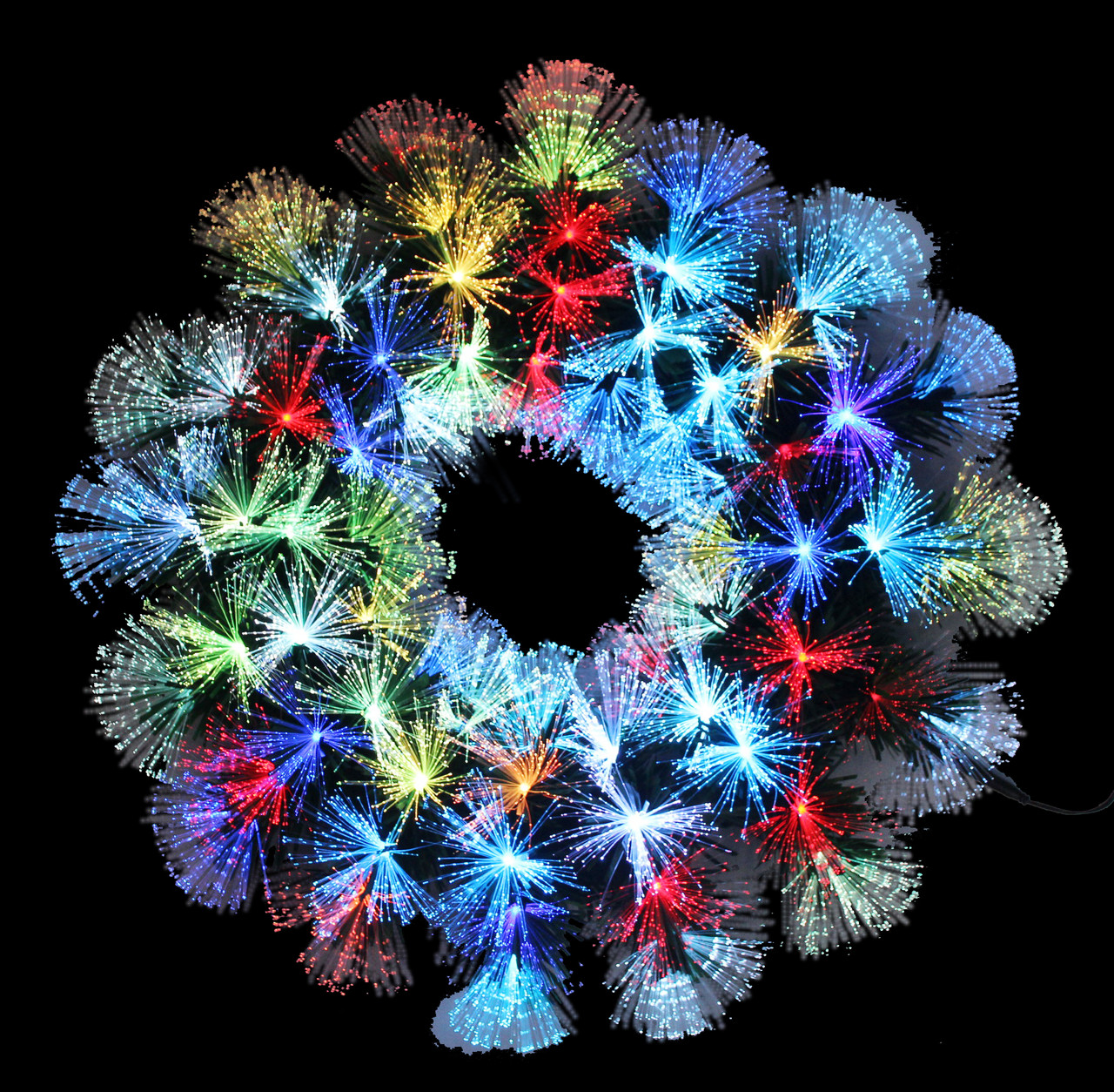 LED Fibre Optic Spray Wreath (2 Styles) - 60cm - Christmas Elves