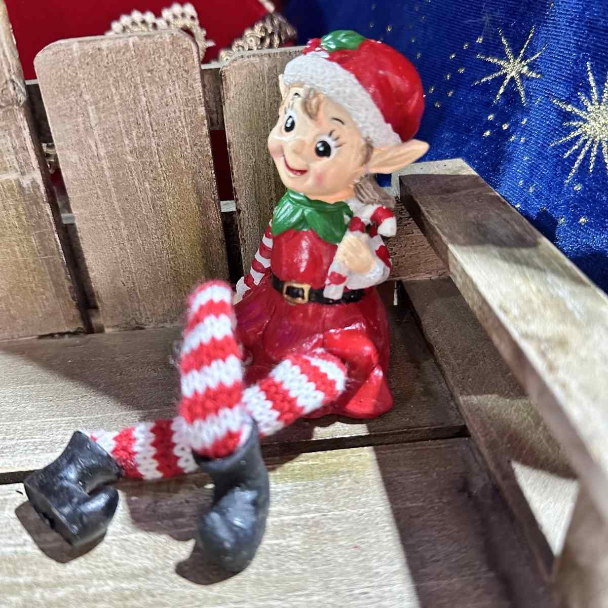 Sitting Elf with Dangly Legs (2 Styles) - 16cm - Christmas Elves