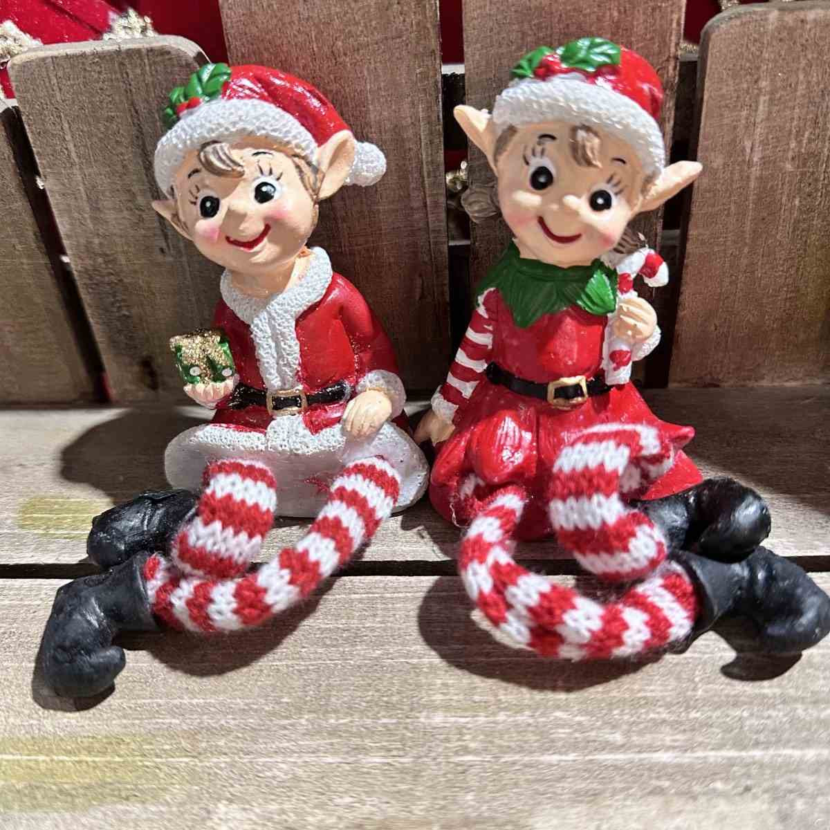 Sitting Elf with Dangly Legs (2 Styles) - 16cm - Christmas Elves