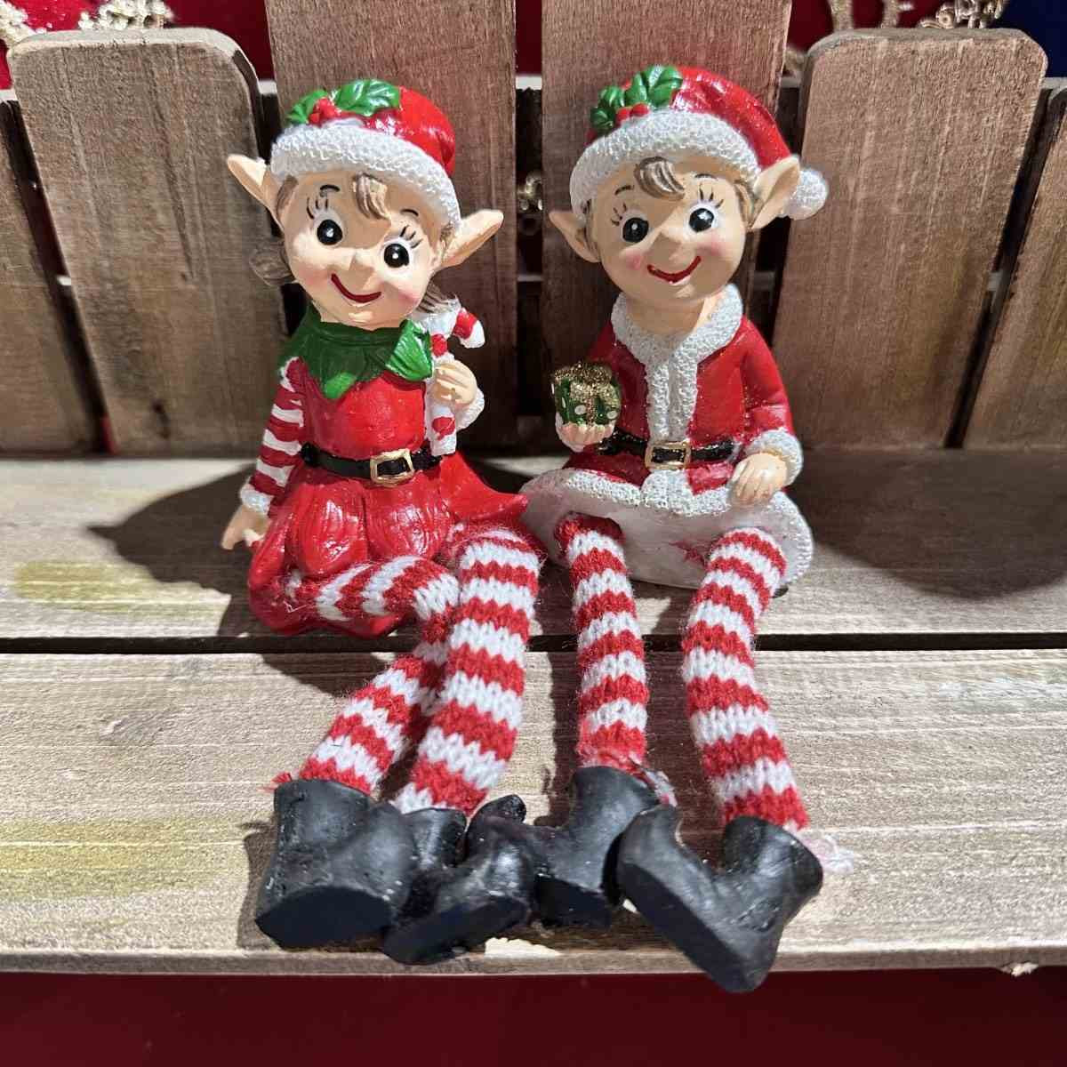 Sitting Elf with Dangly Legs (2 Styles) - 16cm - Christmas Elves