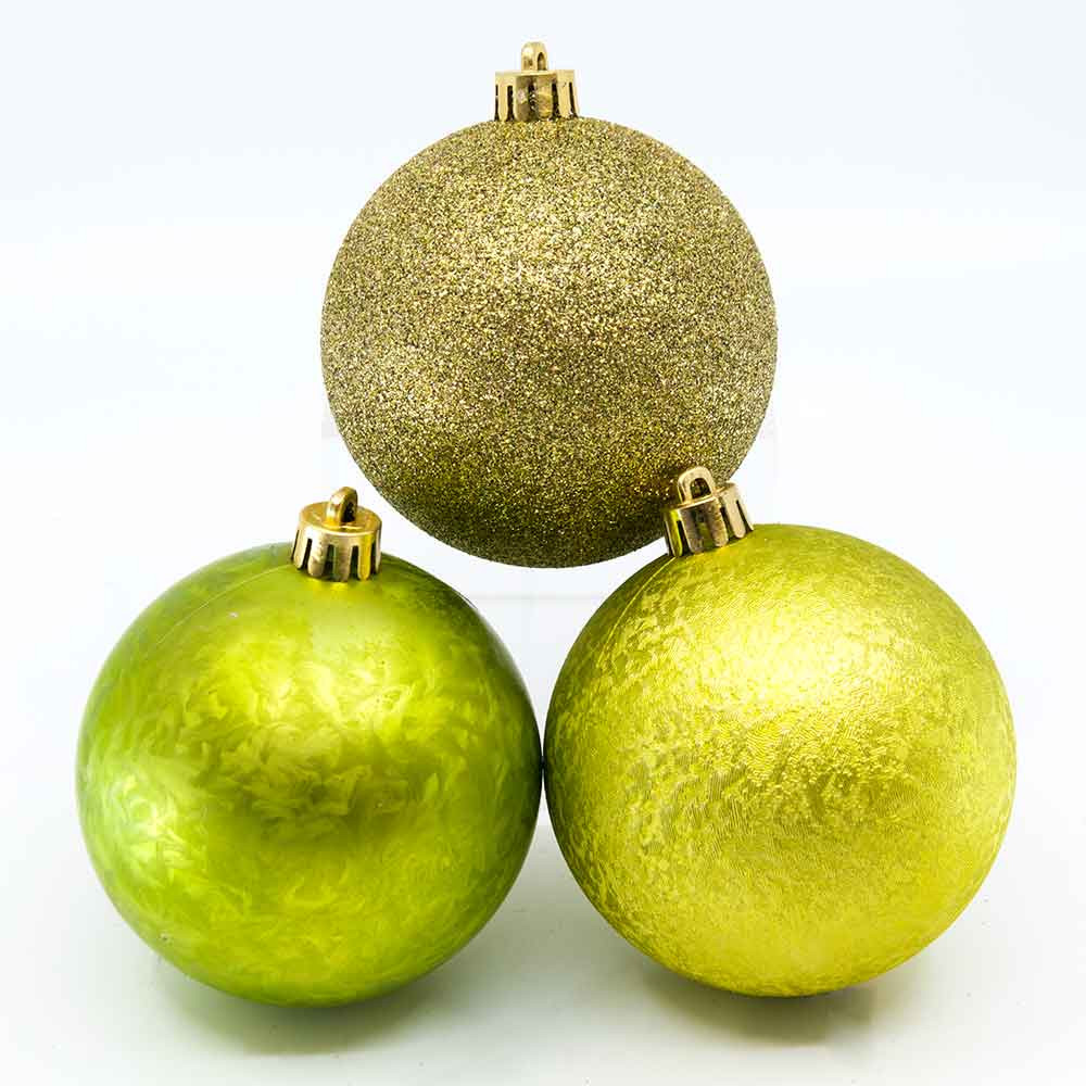 Citrus Green Textured Baubles (Pack of 6) - 80mm - Christmas Elves