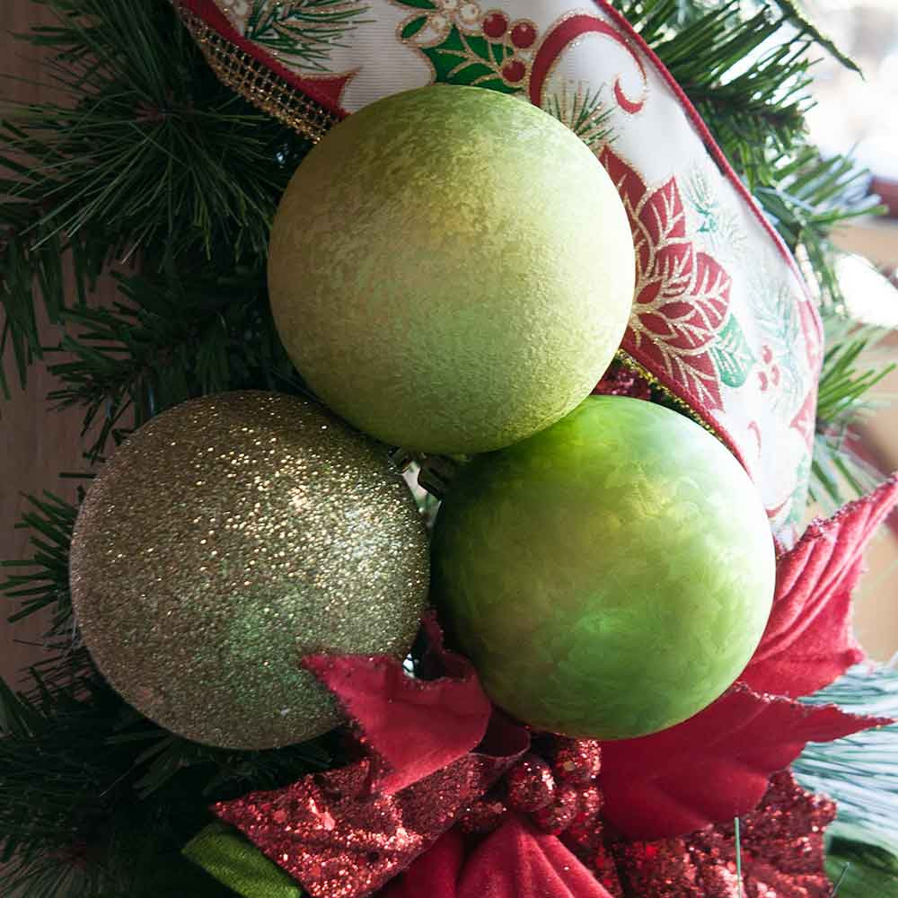 Citrus Green Textured Baubles (Pack of 6) - 80mm - Christmas Elves