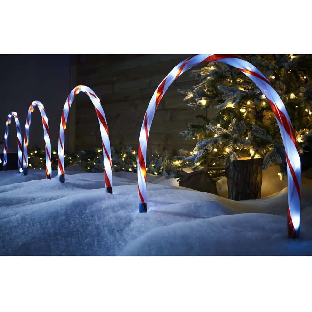 Red and White Arch Pathway Candy Cane Lights (Set of 4) - Christmas Elves