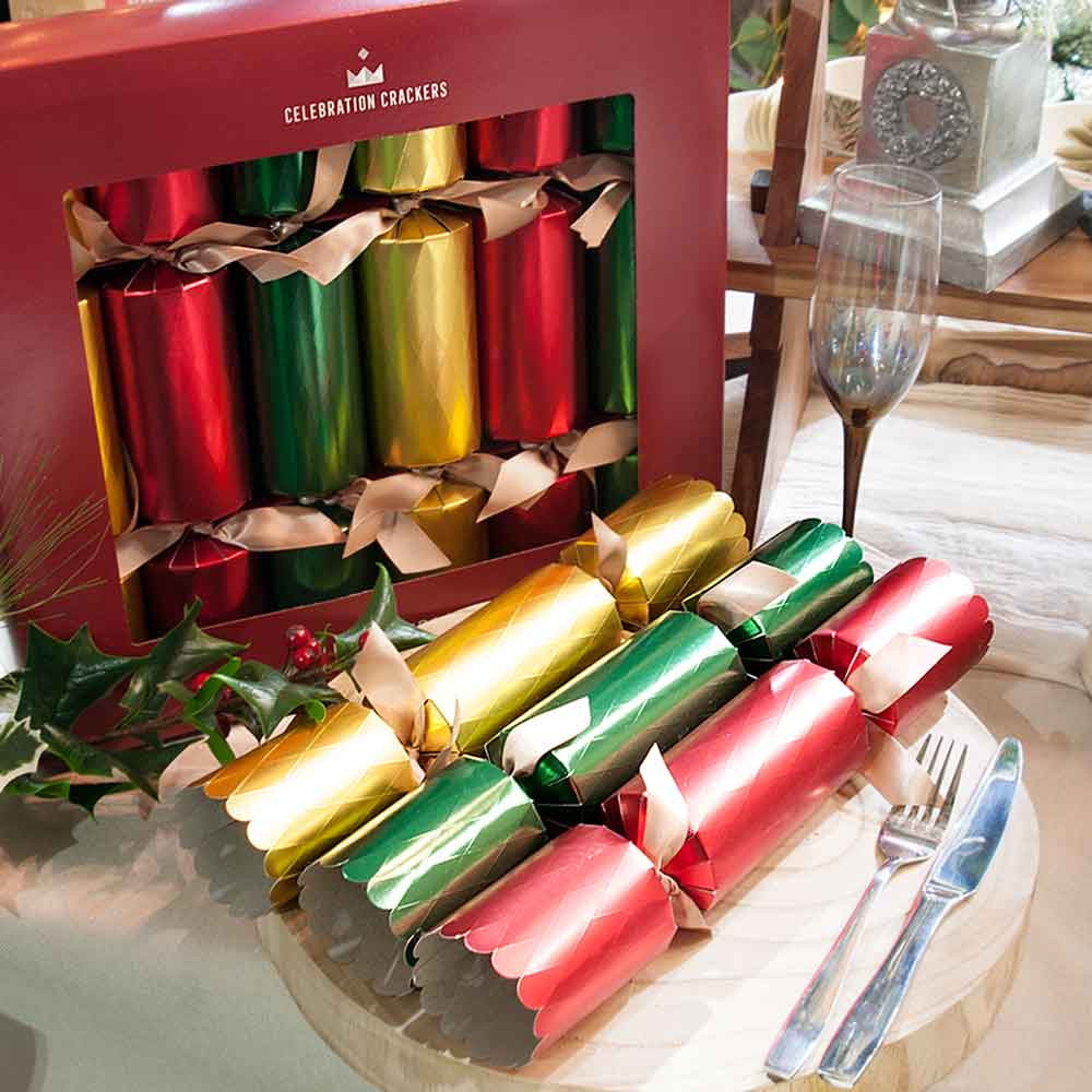 Festive Diamond Regency Christmas Crackers (Pack of 6) - 33cm ...