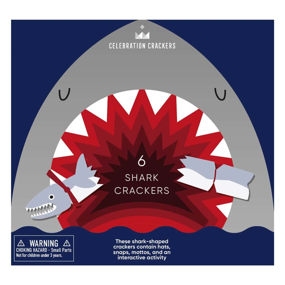 Shark Novelty Christmas Crackers (Pack of 6) - 30cm - Christmas Elves