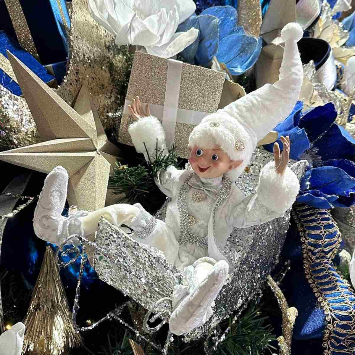 White Silver Trim Posable Elf (2 Styles) - 40cm - Christmas Elves