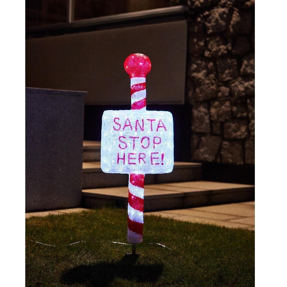 Acrylic Santa Stop Here Sign with Stack - 100cm - Christmas Elves