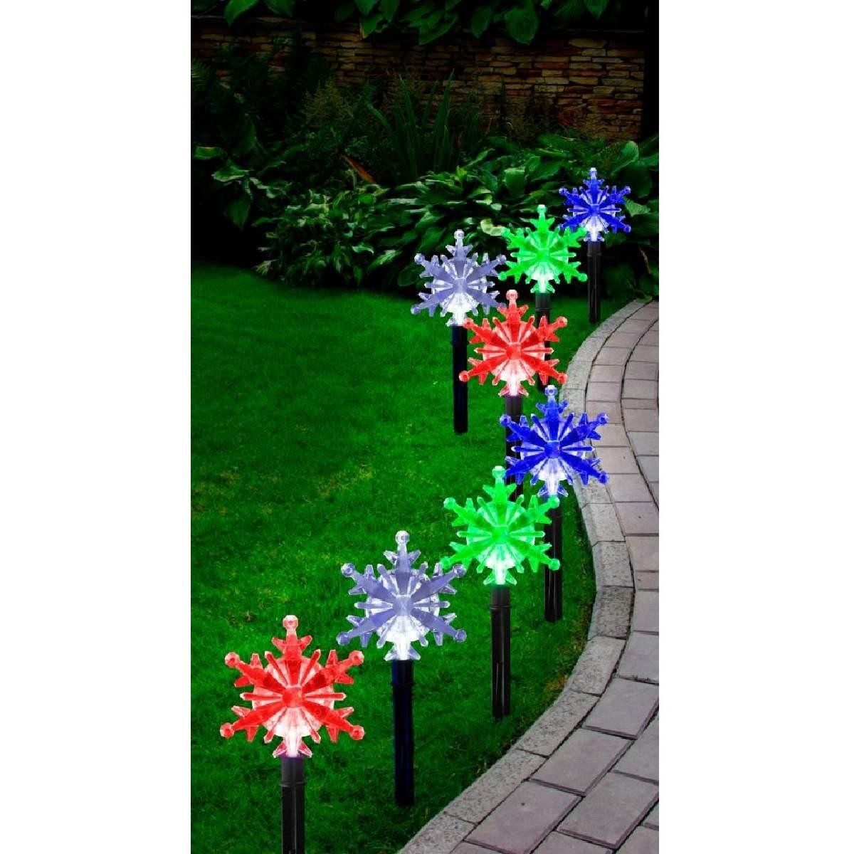 Solar Snowflake Path Lights (Set of 8) - 22cm - Christmas Elves