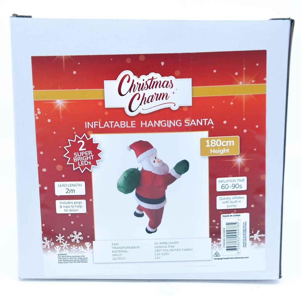 Inflatable Hanging Santa - 165cm - Christmas Elves