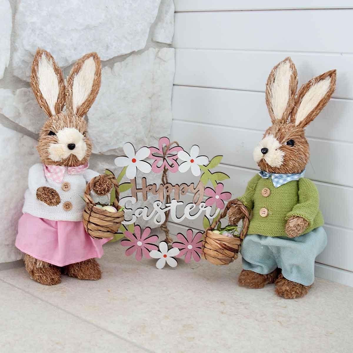 Happy Easter Floral Wooden Plaque - 23cm - Christmas Elves