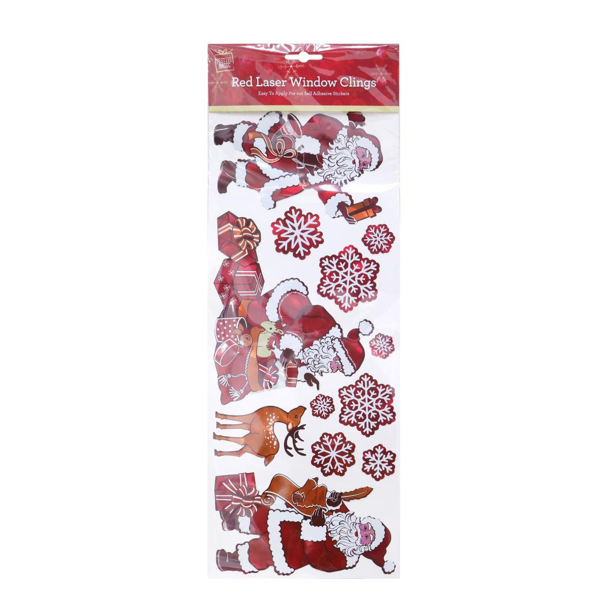 Red Laser Window Clings (4 Designs) - 50cm - Christmas Elves