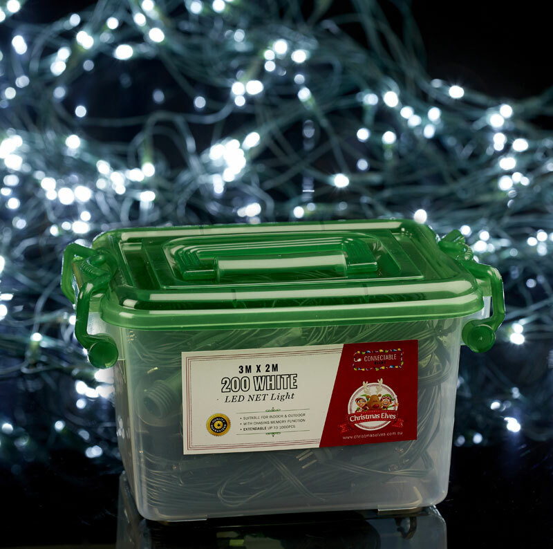 3m x 2m White Colour Net Light with Green Wire