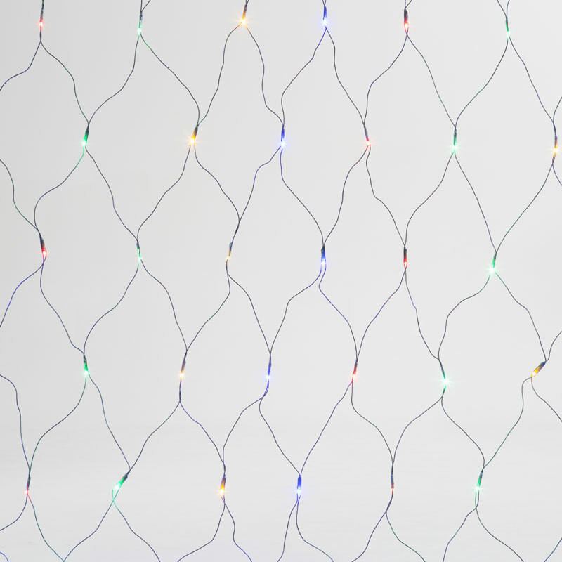5m x 3m Multi Colour Net Light with Green Wire