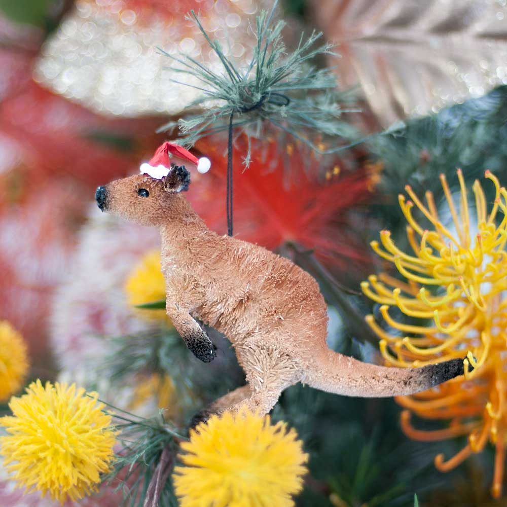 Aussie Kangaroo with Christmas Hat