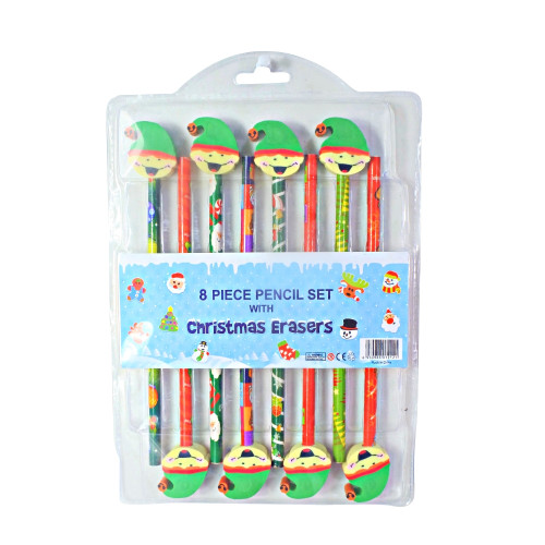 Christmas Elf Pencils With Erasers (Pack of 8) - Christmas Elves