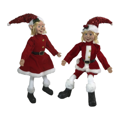 Traditional Christmas Elf with Posable Legs and Arms (2 Styles) - 45cm ...
