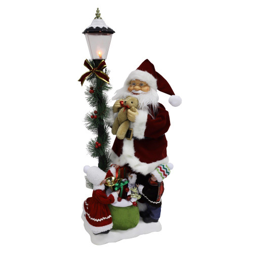 Animated Santa With Lamp Post And Music - 71cm - Christmas Elves