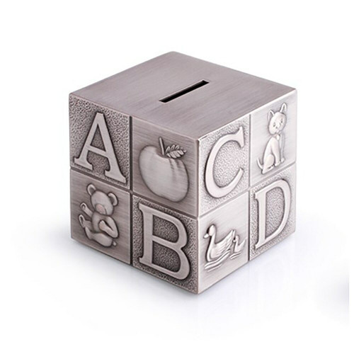 Alphabet Cube Money Box - 7.5cm - Christmas Elves