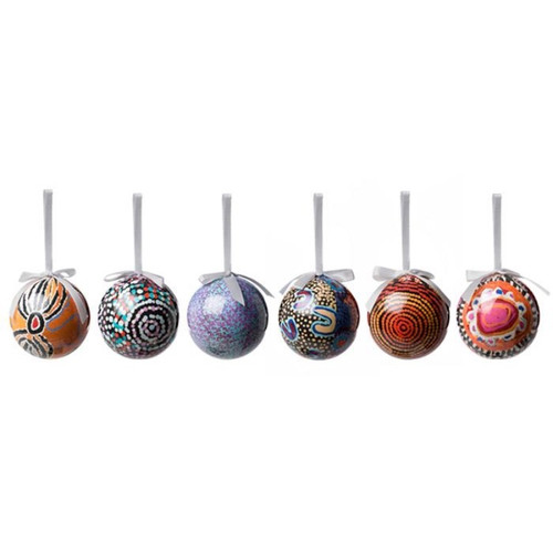 Aboriginal Artist Warlukurlangu Christmas Baubles (6 Pack) - 8cm ...