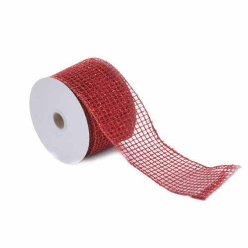 Red Mesh Ribbon - 10m - Christmas Elves