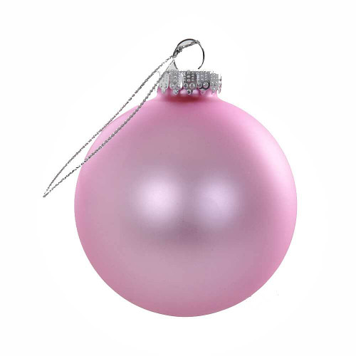 Baby Pink Matt Glass Bauble - 8cm - Christmas Elves