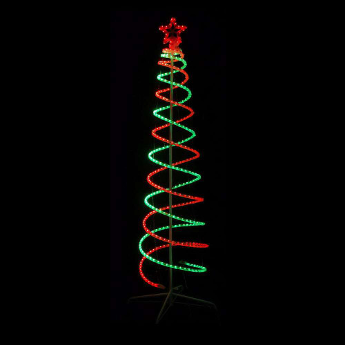 Red Green Double Spiral LED Ropelight Tree - 2.1m - Christmas Elves