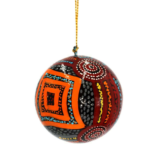 Aboriginal Christmas Bauble (MAB665) - 7.6cm - Christmas Elves