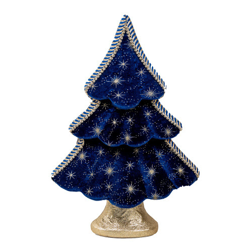 Blue Velvet Tree with Stars - 59cm - Christmas Elves