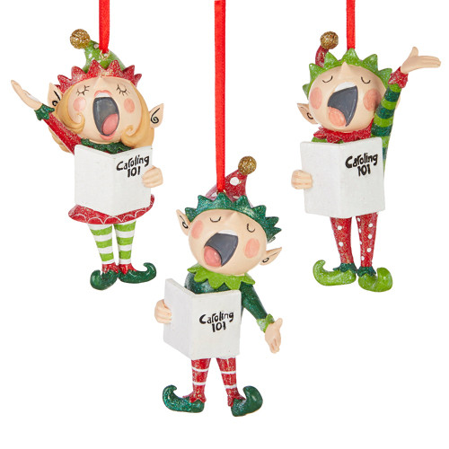 Caroling Elf Hanging Ornament (3 Styles) - 11cm - Christmas Elves