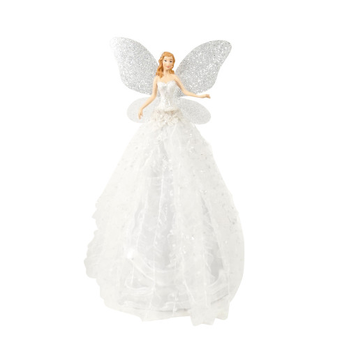 White Glitter Angel Cone Tree Topper - 28cm - Christmas Elves