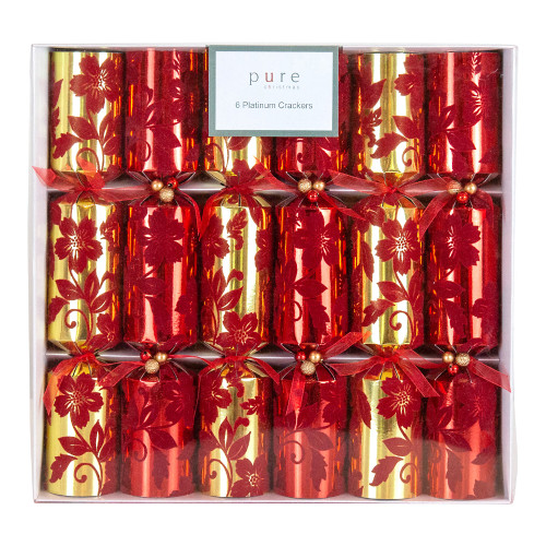 Red Gold Flowerburst Platinum Cracker (Pack of 6) - 36cm - Christmas Elves