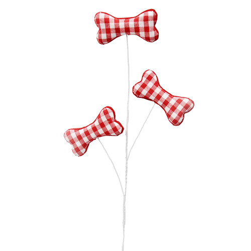 Red White Check Dog Bone Spray - 66cm - Christmas Elves