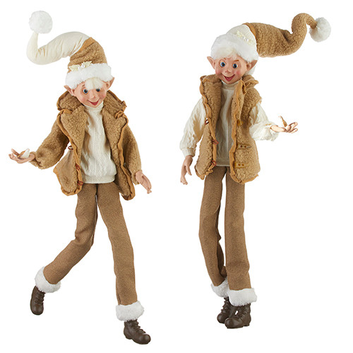 RAZ Beige Cozy Posable Christmas Elf (2 Styles) - 76cm - Christmas Elves