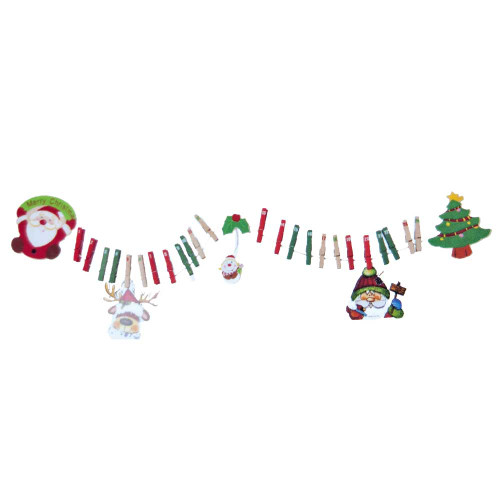 Christmas Advent Calendar Peg Garland (Set of 24) - Christmas Elves