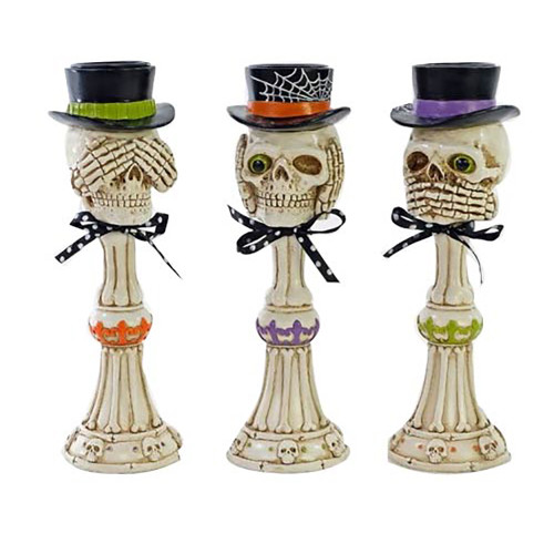 Katherines Collection "No Evil" Skeleton Pillars (3 Colours) - 25cm ...