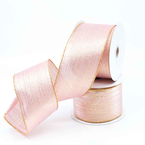 Pink With Gold Edge Ribbon - 10m - Christmas Elves
