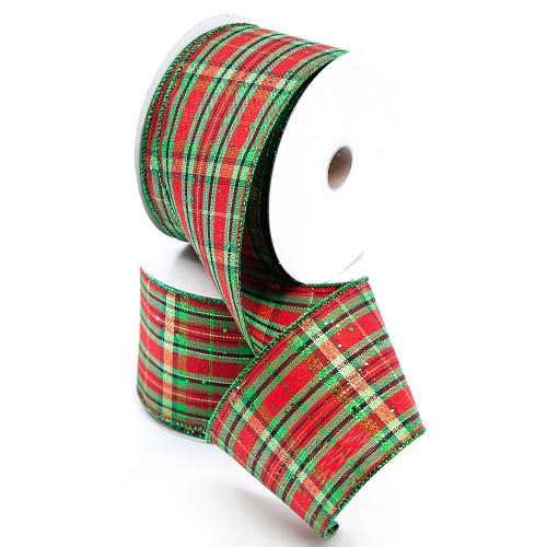 Red Green Tartan Ribbon - 10m - Christmas Elves