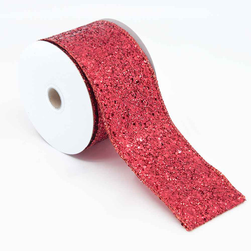 Red Glitter Ribbon - 10m - Christmas Elves