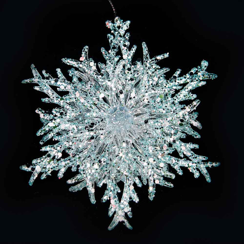 Blue Glitter Snowflake - 7.5cm - Christmas Elves