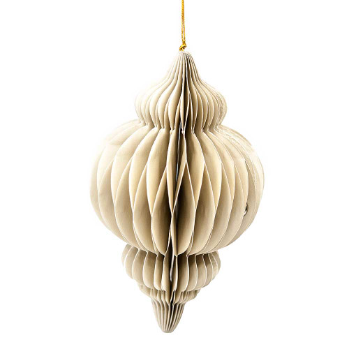 Pearl Gold Hanging Paper Finial - 15cm - Christmas Elves
