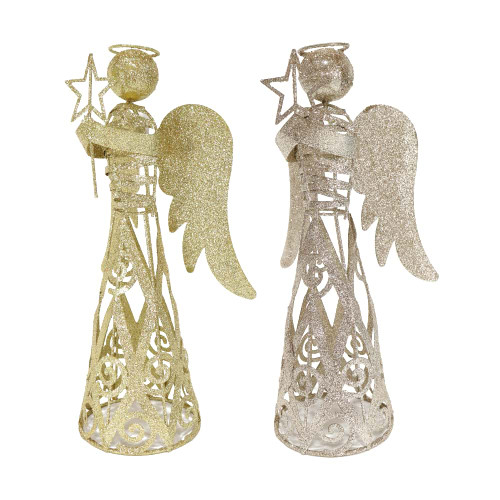 Glitter Metal Angel (2 Colours) - 30cm - Christmas Elves