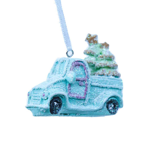 Blue Truck with Christmas Tree Ornament - 7.5cm - Christmas Elves
