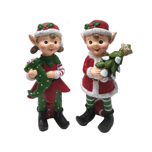 Red Green Christmas Elf holding a Christmas Tree and a Christmas ...
