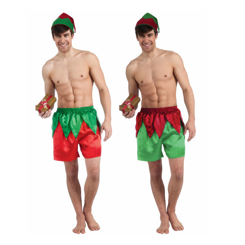 Mens Elf Shorts and Elf Hat Set of 2 (2 Styles) - Christmas Elves